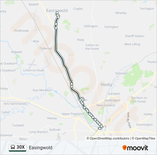 30x Route: Schedules, Stops & Maps - Easingwold (Updated)