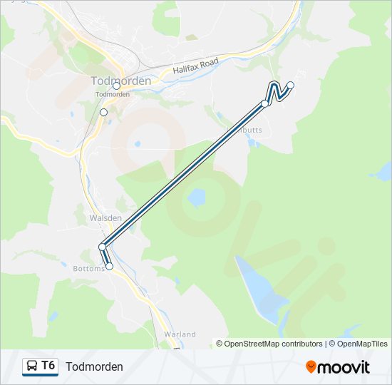 t6 Route: Schedules, Stops & Maps - Mankinholes (Updated)