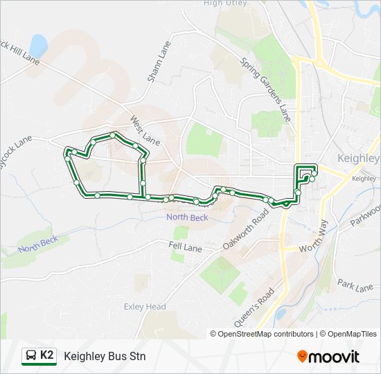 k2 Route: Schedules, Stops & Maps - Keighley Bus Stn (Updated)