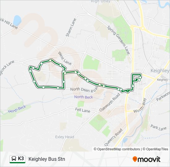 k3 Route: Schedules, Stops & Maps - Keighley Bus Stn (Updated)