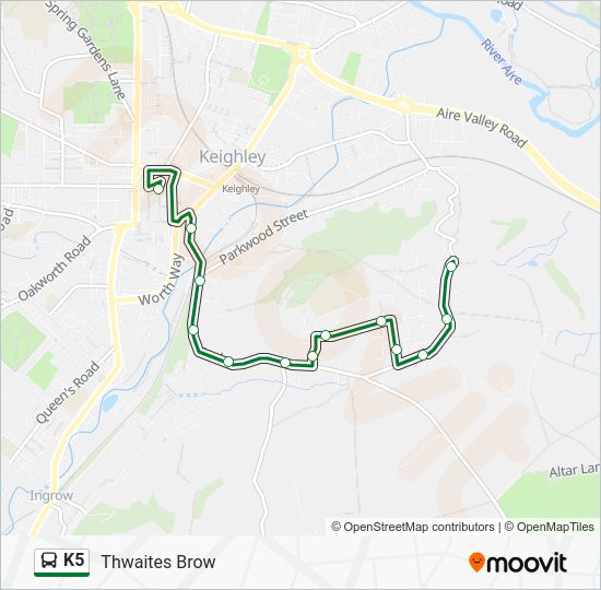 k5 Route: Schedules, Stops & Maps - Keighley Bus Stn (Updated)