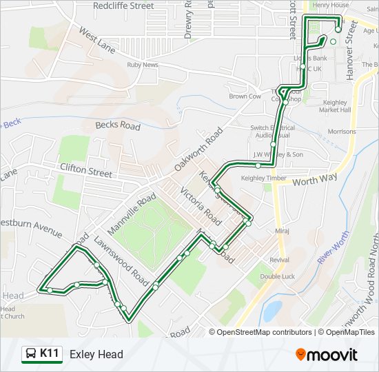k11 Route: Schedules, Stops & Maps - Exley Head (Updated)