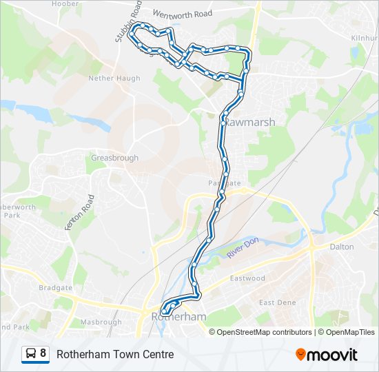 8 Route: Schedules, Stops & Maps - Rotherham Town Centre (Updated)