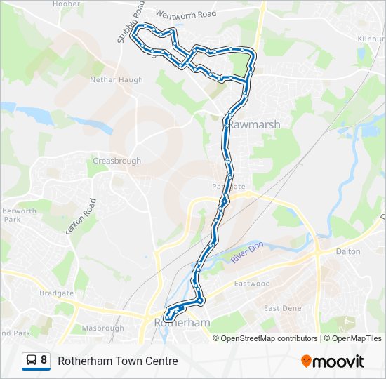 8 Route: Schedules, Stops & Maps - Rotherham Town Centre (Updated)