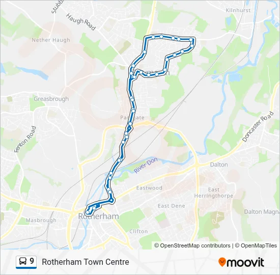 9 Route: Schedules, Stops & Maps - Rotherham Town Centre (Updated)