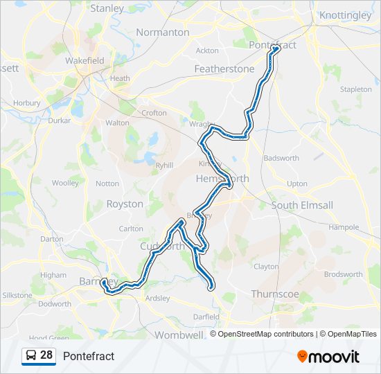 28 Route: Schedules, Stops & Maps - Pontefract (Updated)
