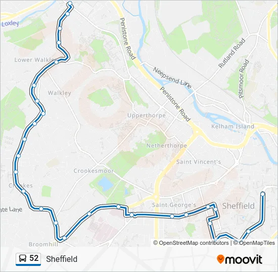 52 Route: Schedules, Stops & Maps - Sheffield Centre Arundel Gate/Ag2 ...