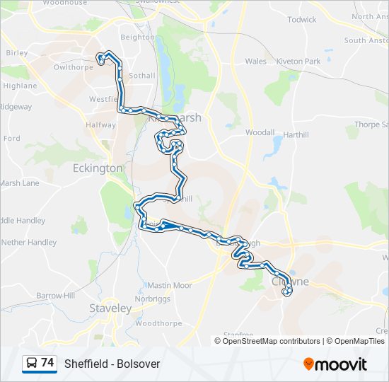 74 Route: Schedules, Stops & Maps - Clowne (Updated)