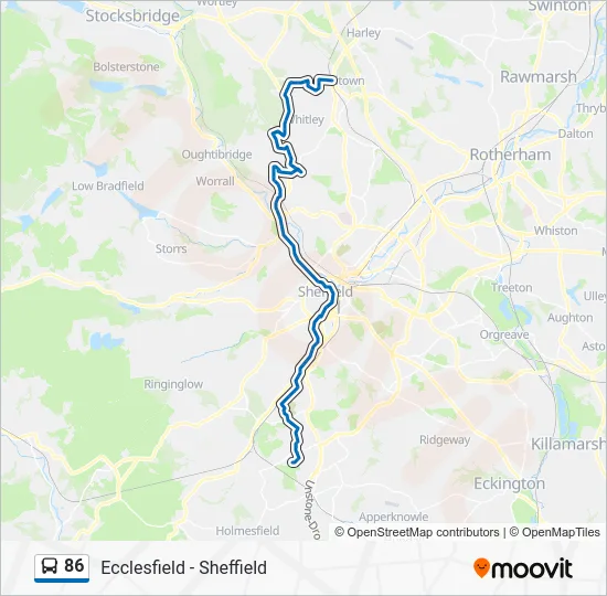 86 Route: Schedules, Stops & Maps - Chapeltown Market Place/Lound Side ...