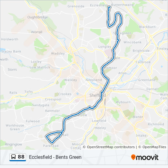 88 Route: Schedules, Stops & Maps - Banner Cross Ecclesfield (Updated)