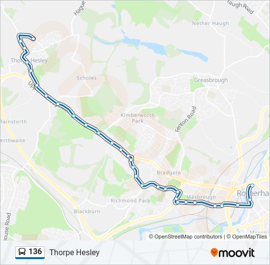 136 Route: Schedules, Stops & Maps - Thorpe Hesley (Updated)