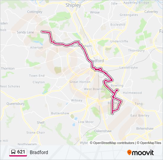 621 Route: Schedules, Stops & Maps - Bradford City Centre (Updated)