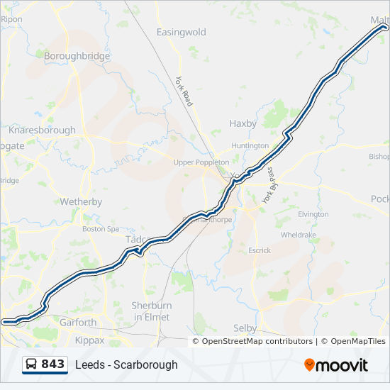 843 Route Schedules Stops Maps Peasholm Park Leeds City Centre