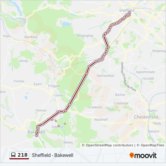 218 Route: Schedules, Stops & Maps - Bakewell Sheffield Centre (Updated)
