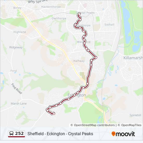 252 Route: Schedules, Stops & Maps - Gleadless Townend Crystal Peaks ...