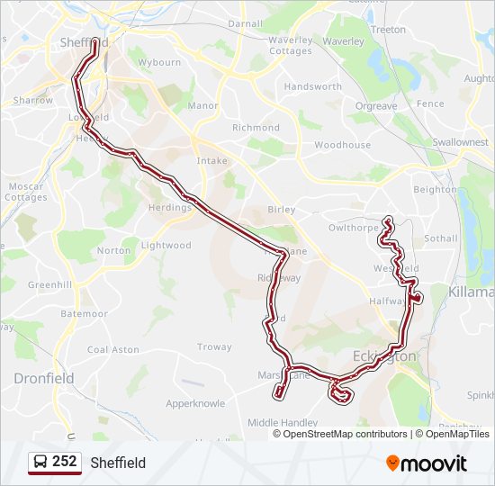 252 Route: Schedules, Stops & Maps - Sheffield Centre (Updated)