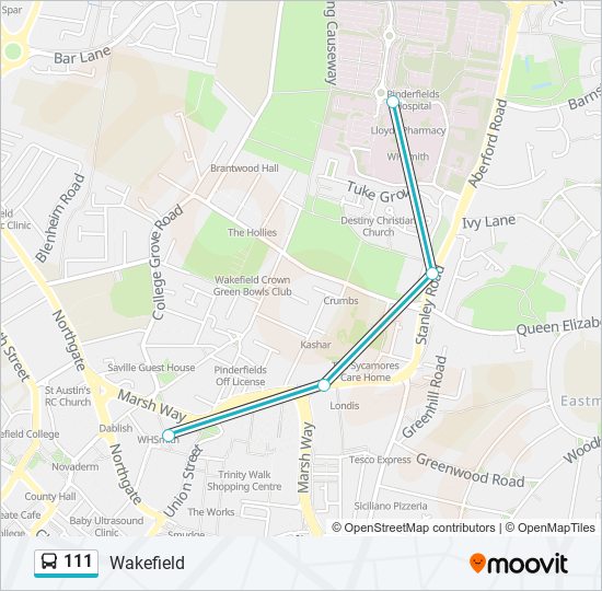 111 Route: Schedules, Stops & Maps - Pinderfields (Updated)