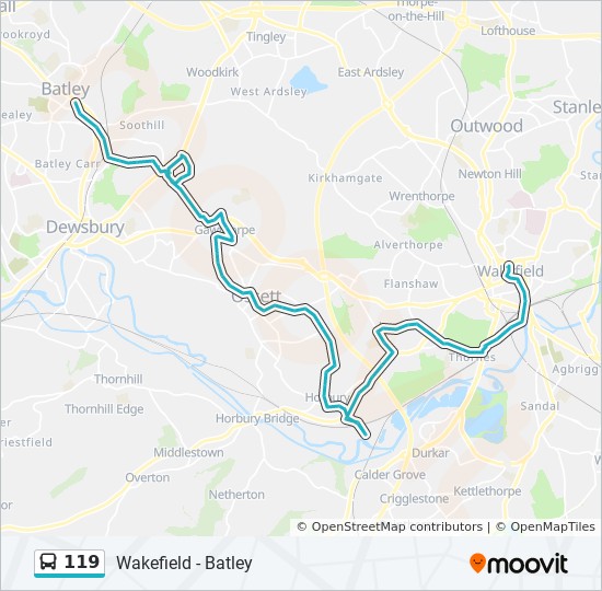 119 Route: Schedules, Stops & Maps - Batley Wakefield City Centre