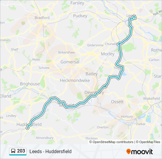 203 Route: Schedules, Stops & Maps - Leeds City Centre (Updated)