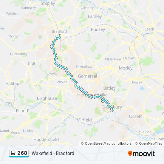 268 Route: Schedules, Stops & Maps - Cleckheaton Wakefield City Centre ...