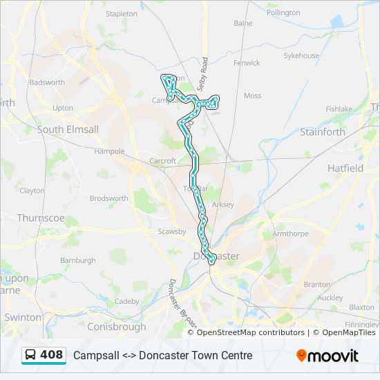 408 Route: Schedules, Stops & Maps - Campsall Doncaster Town Centre ...