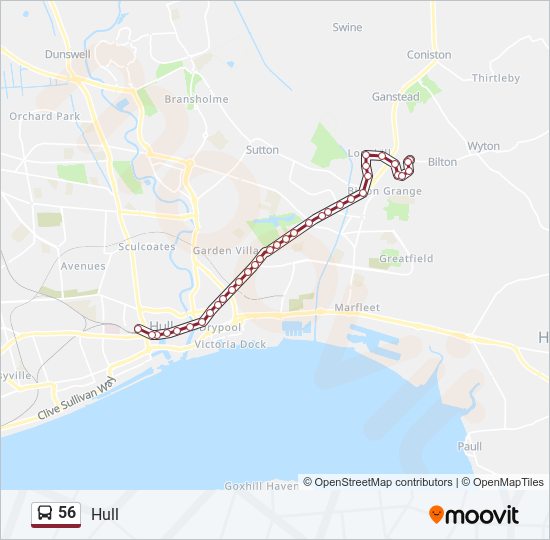 56 Route: Schedules, Stops & Maps - Hull (Updated)