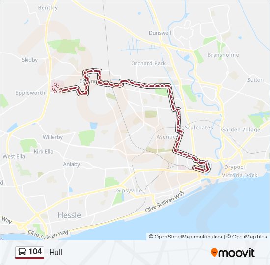 104 Route: Schedules, Stops & Maps - Hull (Updated)