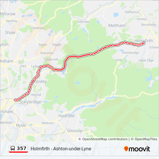 357 Route: Schedules, Stops & Maps - Ashton-Under-Lyne Holmfirth (Updated)