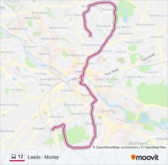 12 Route: Schedules, Stops & Maps - Chapeltown (Updated)