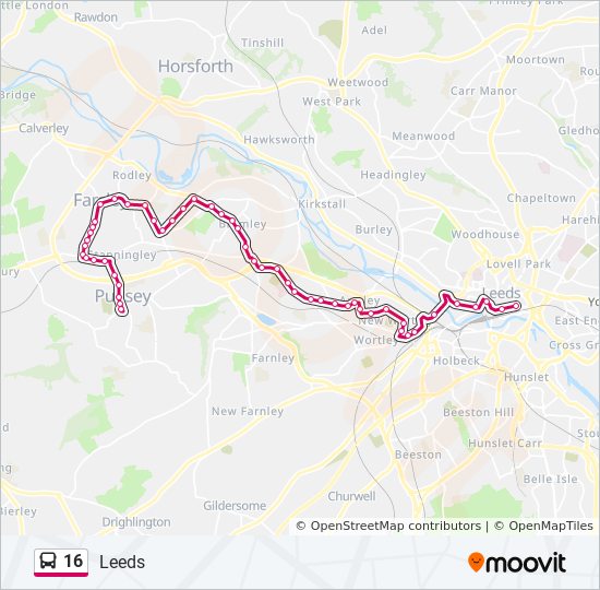 16 Route: Schedules, Stops & Maps - Leeds City Centre (Updated)