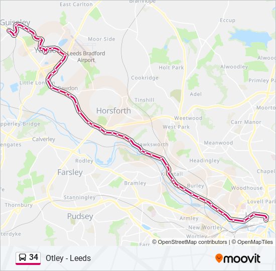 34 Route: Schedules, Stops & Maps - Guiseley (Updated)