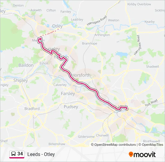 34 Route: Schedules, Stops & Maps - Leeds Bus Station (Updated)