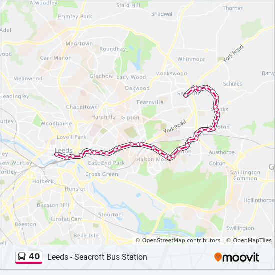 40 Route: Schedules, Stops & Maps - Leeds City Centre Seacroft
