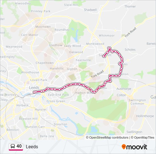 40 Route: Schedules, Stops & Maps - Leeds Boar Lane (Updated)