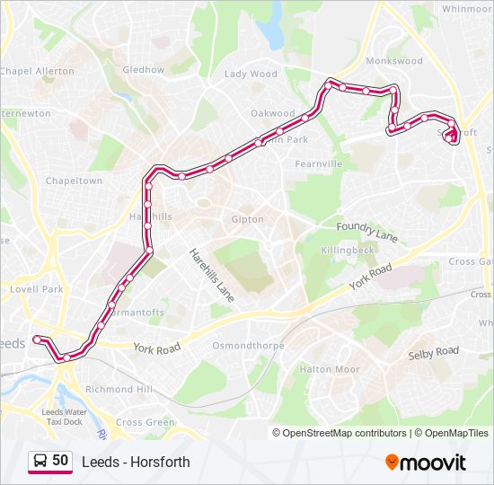 50 Route: Schedules, Stops & Maps - Leeds City Centre (Updated)