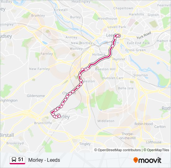 51 Route: Schedules, Stops & Maps - Morley (Updated)