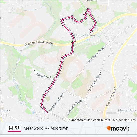 51 Route: Schedules, Stops & Maps - Meanwood Moortown (Updated)
