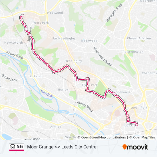56 Route: Schedules, Stops & Maps - Moor Grange Whinmoor (Updated)