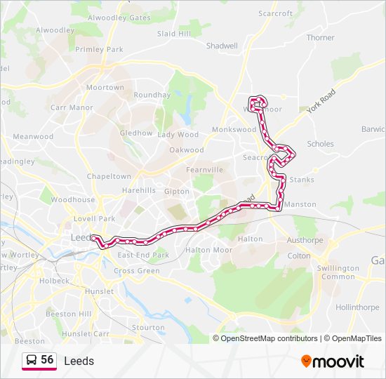 56 Route: Schedules, Stops & Maps - Leeds Eastgate (Updated)