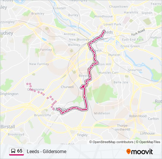 65 Route: Schedules, Stops & Maps - Leeds City Centre (Updated)