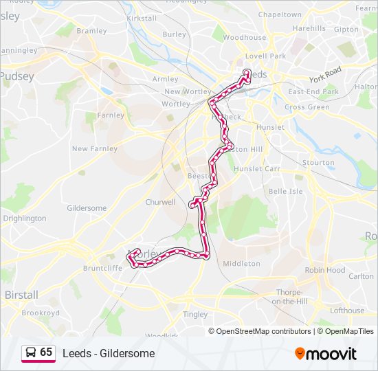65 Route: Schedules, Stops & Maps - Morley (Updated)