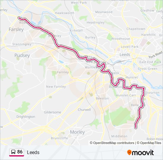 86 Route: Schedules, Stops & Maps - Rodley (Updated)