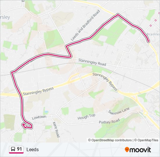 91 Route: Schedules, Stops & Maps - Bramley (Updated)