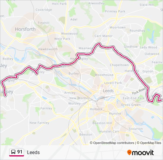91 Route: Schedules, Stops & Maps - Halton Moor (Updated)