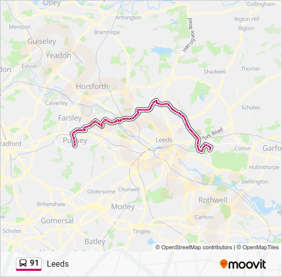 91 Route: Schedules, Stops & Maps - Pudsey Bus Station (Updated)