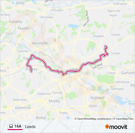 16a Route: Schedules, Stops & Maps - Pudsey (Updated)