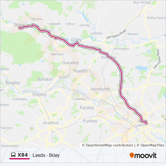 x84 Route: Schedules, Stops & Maps - Leeds City Centre Otley (Updated)