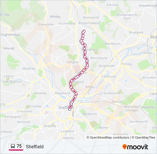 75 Route: Schedules, Stops & Maps - Sheffield Centre (Updated)