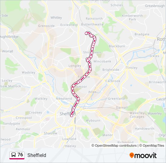 76 Route: Schedules, Stops & Maps - Sheffield Centre (Updated)