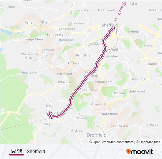 98 Route: Schedules, Stops & Maps - Sheffield Centre (Updated)